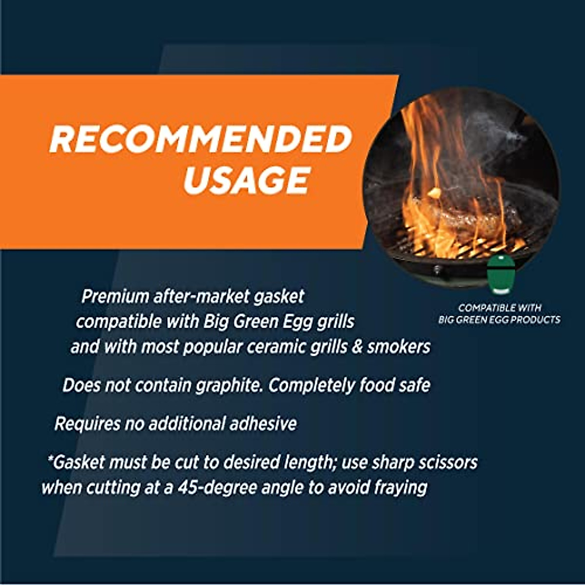 Rutland Products 99N12 Big Green Egg Replacement Gasket, 12 Foot, Large, Medium, Small and Mini, Fiberglass