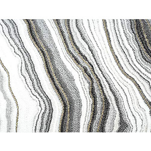 Abani 5'3" x 7'6" Rugs Contemporary Grey & Gold Granite Area Rug - Marble Swirl Grayscale Non-Shedding Dining Room Rug