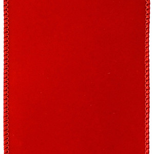 Homeford Velvet Christmas Ribbon Wired Edge, 4-Inch, 50-Yard, Red