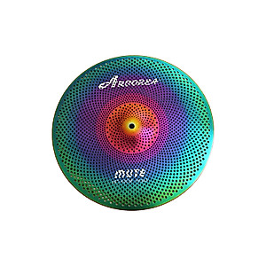 Arborea Mute Cymbal Set Low Volume Cymbal Pack 14"hi-hat+16"crash+18"crash+20"ride 5 Pieces Rainbow Drummer Practice Cymbal