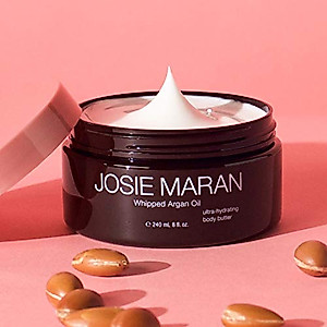 Josie Maran Whipped Argan Oil Body Butter - Immediate, Lightweight, and Long-Lasting Nourishment to Soften and Hydrate Skin (240ml/8.0oz, Vanilla Apricot)
