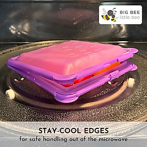 Big Bee, Little Bee - SoftShell Reusable Silicone Food Storage Container with Lid, Easy to Clean, Lays Flat, Snaps Closed, Microwave, Freezer & Dishwasher Safe, As Seen on Shark Tank (Aqua)