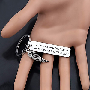 Gzrlyf Dad Memorial Keychain Sympathy Gifts for Loss of Father I Have an Angel Watching over Me and I Call Him Dad (Keychain)