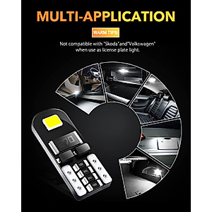 OXILAM 194 LED Bulbs, Widely Used as Car Truck Interior Dome Map Door Courtesy Marker License Plate Lights, 6000K White with High Power Chipsets for T10 168 2825 LED Bulbs Replacement (10 PCS)