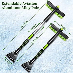 SEAAES Ice Scraper with Snow Brush for Car Windshield, Upgraded Extendable Snow Brush with Foam Grip for Truck SUV Vehicle Windows