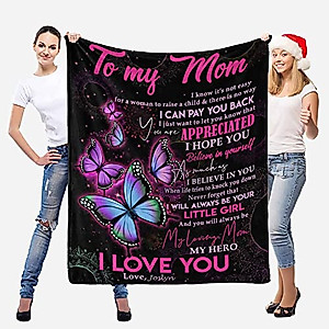 Personalized Custom Name Message Blanket to My Mom from Daughter, My Loving Mom, My Hero I Love You, Soft Throw Blanket 30 x 40 Inches