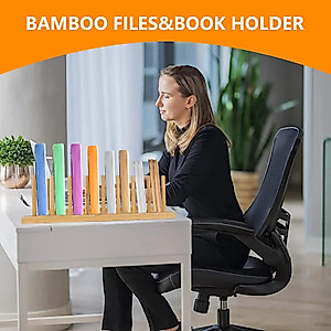 SAMEBUTECO Bamboo Wooden Dish Racks Plate Stand Holder Kitchen Cabinet Organizer 8 Slots Dish, Pots, Lids, Bowls, Cups, and Cutting Boards and Books Vertical Drainer