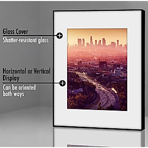 Americanflat Front Loading 16x20 Picture Frame with Shatter-Resistant Glass - Set of 2 - Use as 11x14 Frame with Mat - Metropolitan Collection - Photo Frame for Wall Display - Black