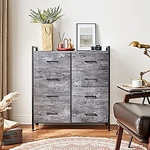 LINSY HOME Dresser with 8 Drawers, Wood Top Dresser for Bedroom, Large Capacity Dressers Organizer Chest of Drawers for Hallway, Nursery
