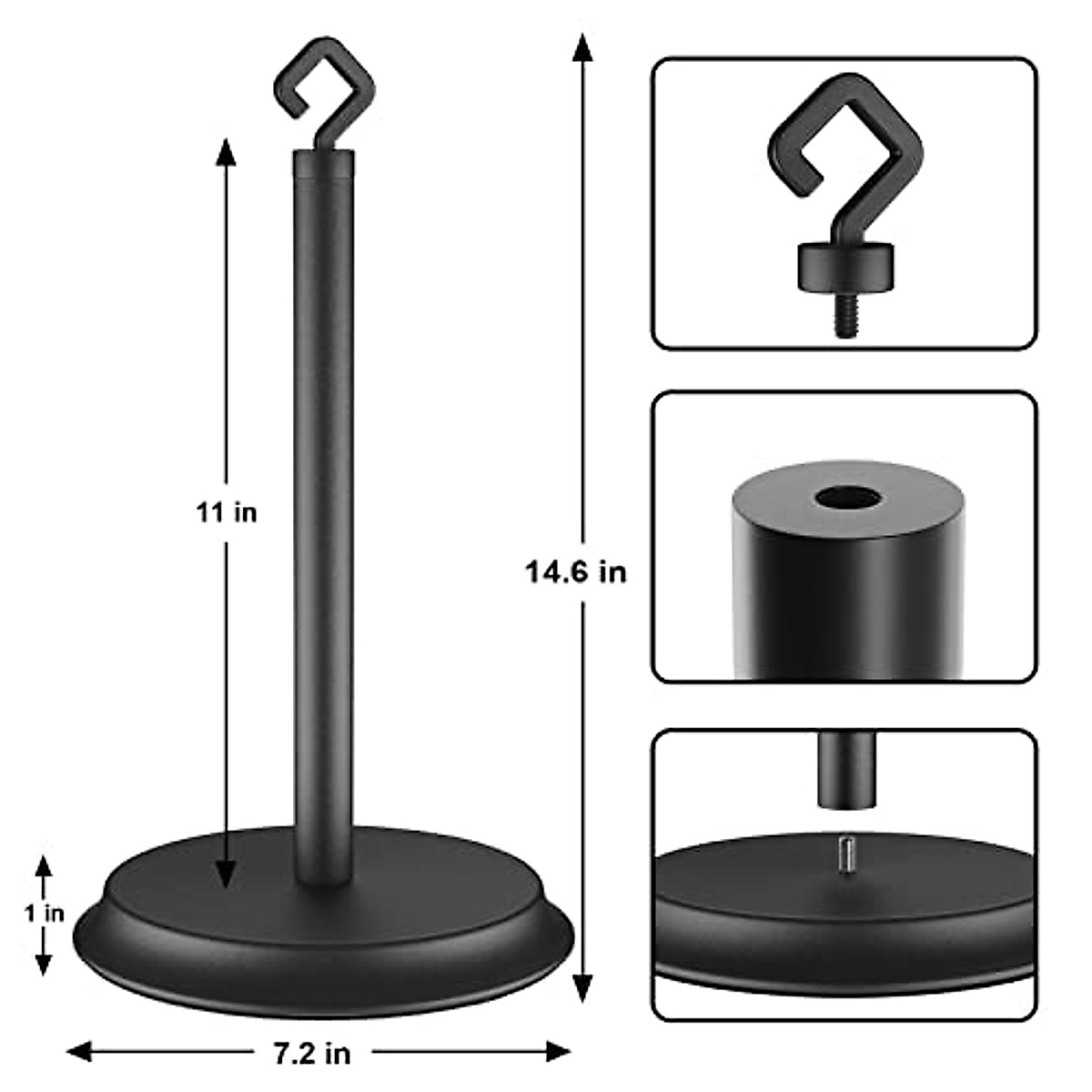 KASUNTO Toilet Paper Holder for Bathroom, Metal Free Standing Toilet Paper Storage with Rustproof, Tissue Paper Roll Stand for Bathroom Accessories (Black)