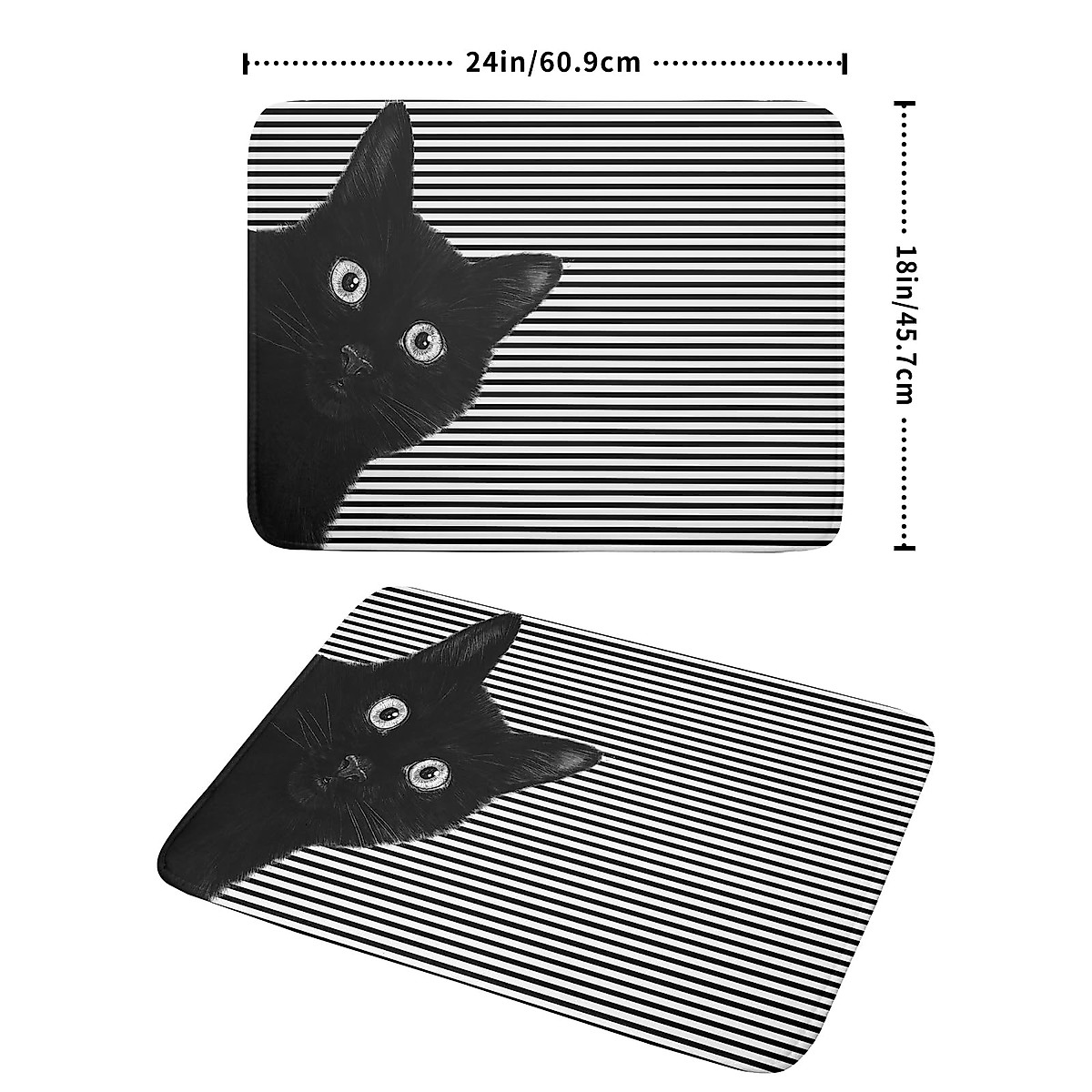 Black Cat Dish Drying Mat Classic Striped Dishes Pad Hanging Drainer Rack Mats Absorbent Fast Dry Kitchen Accessories 18 x 24 inch