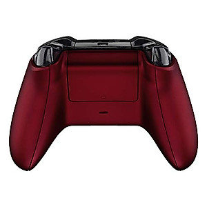 eXtremeRate Soft Touch Grip Custom Bottom Shell Back Panels for Xbox One S & One X Controller, Scarlet Red Replacement Back Shell Side Rails w/Battery Cover for Xbox One S X Controller Model 1708