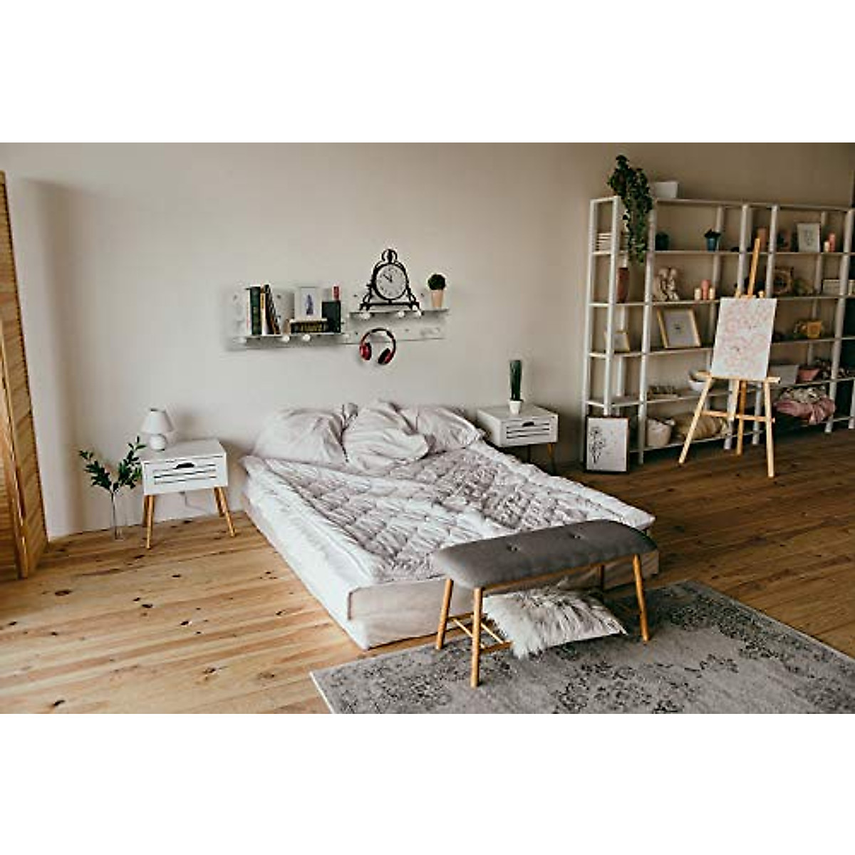 Morspace Peg Board Wall Display - Beautifully organise Your Home, Garage, Kitchen, Bedroom or Office Space with pegboard Wall décor and Organization (White)