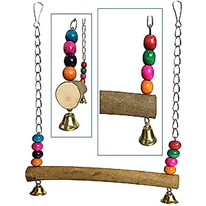 OMYZERO 3Pcs Bird Parrot Toys Swing Hanging, Bird Cage Accessories Toy Perch Ladder Chewing Toys Hammock for Parakeets,Cockatiels,Lovebirds,Conures,Budgie,Macaws,Lovebirds,Finches and Other Small Pets