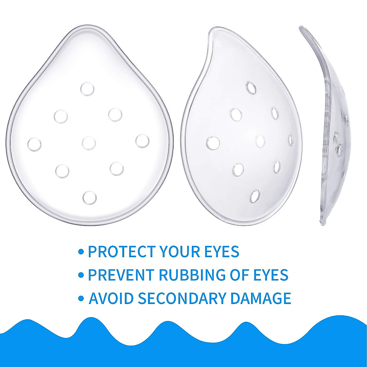 Spnico 5 Pieces Plastic Eye Clear Ventilated Eye Transparent Hole Eye Coverings with Gentle Paper Tape Breathable Eye Protections Care Supplies for Adults to Prevent Sand Gravel