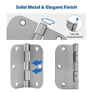 3 Pack Brushed Nickel Door Hinges,3.5 Inch Rounded 5/8" Radius Door Hinges Interior 3 1/2 Inch Door Hinges Bifold Residential Standard Bedroom Indoor Door Hinges for Doors Home