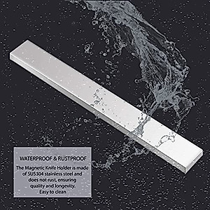 Hamletoff Magnetic Knife Holder for Wall no Drilling – 16 Inch Stainless Steel Magnetic Knife Holder Self Adhesive - Kitchen Magnetic Knife Strip with Adhesive Sticker