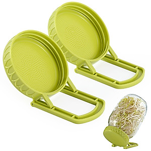Luckyiren Sprouting Lid, Plastic Mesh Screen Cover Cap with Draining Stand, Germination Kit Sprouter Maker for Wide Mouth Mason Jars, Grow Bean Sprouts, Broccoli Seeds, Alfalfa, Salad Greens