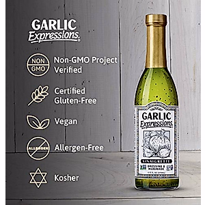 Garlic Expressions Vinaigrette Salad Dressing, Marinade | Non GMO, Vegan, Kosher, Allergen and Gluten Free Garlic Oil Vinaigrette Dressing Made with Hand-sorted Whole Fresh Garlic Cloves | 1 Pack