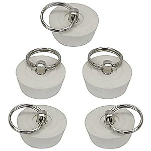 Harrier Hardware Solid Rubber Sink Stopper Plug, White, Tapered 1 to 1.1-Inch Diameter, 5-Pack