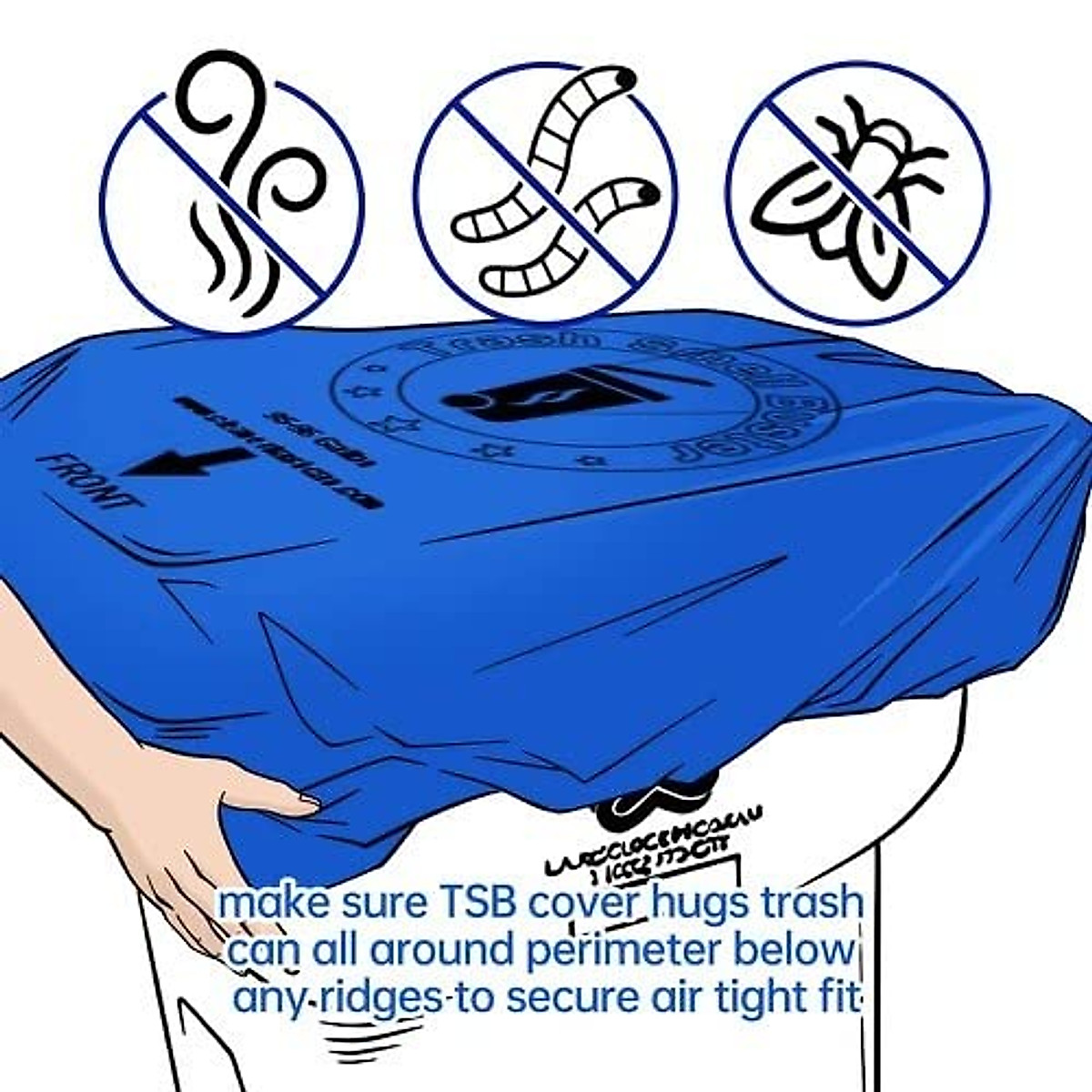 Trash Smell Buster, Trash Can Cover, Odor Eliminating Bag with Elastic Rubber Band, Eliminates Odor from Trash, Durable, Effective, Chemicals Free, 32 Gallon Size, 3 Covers