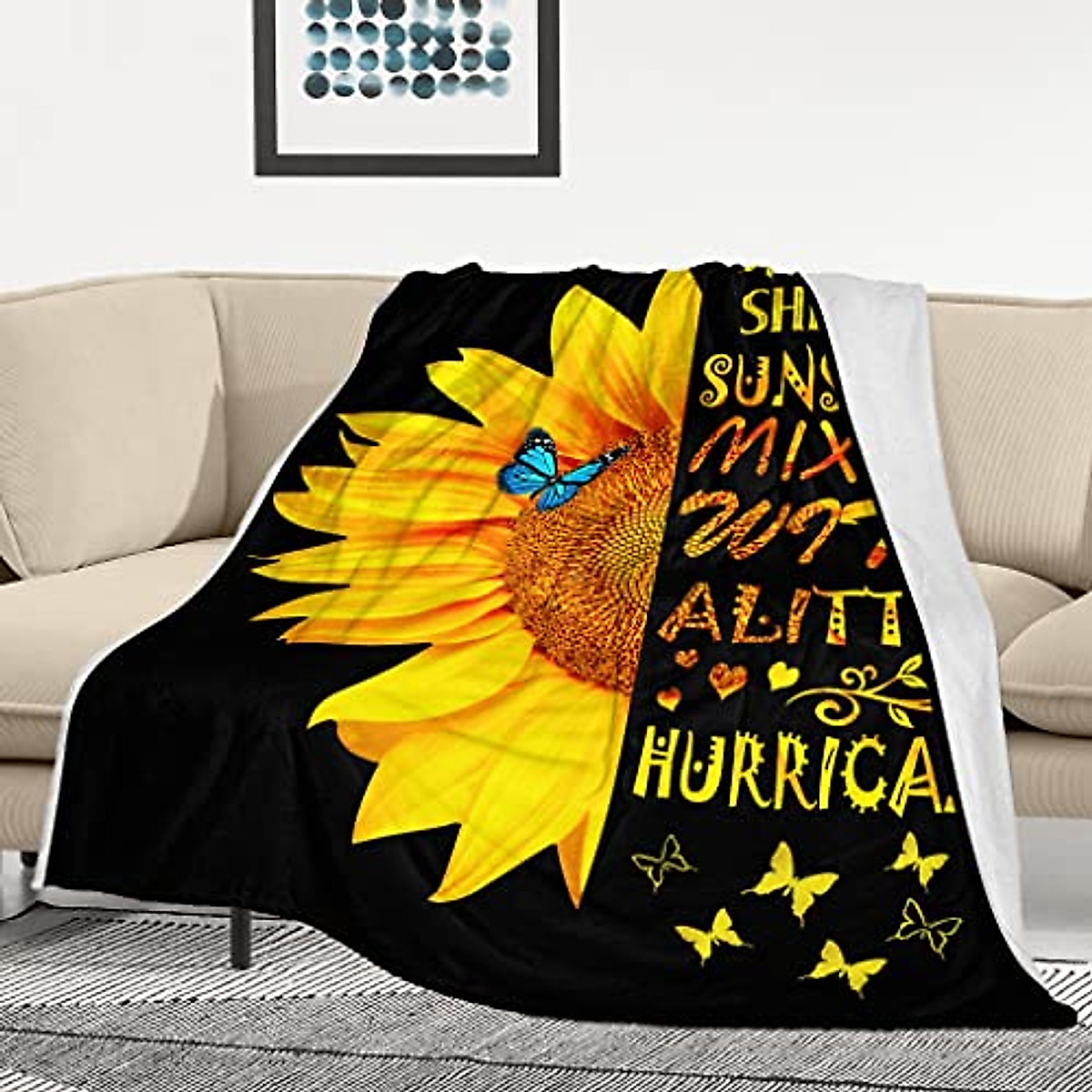Sunflower Blanket Beautiful Sunflowers Throw Blanket Soft Flannel Lightweight Blanket Gifts for Kids Adults 50"x40"