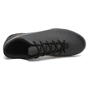 HaloTeam Men's Soccer Shoes Cleats Professional High-Top Breathable Athletic Football Boots for Outdoor Indoor TF/AG,R2050 Black,4 US