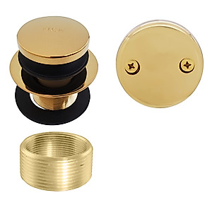 Westbrass D93K-50-01 Universal Fine or Coarse Thread Replacement Bathtub Tip-Toe Drain Plug with 2-Hole Faceplate, Polished Brass (50-Pack)
