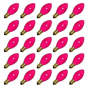 LiteSource 00050 - C7 Candelabra Screw Base Ceramic Pink (25 pack) Christmas Light Bulbs