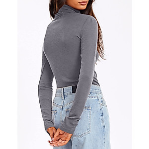 SUNBS Womens 3 Piece Turtleneck Long Sleeve Shirts Mock Neck Fall Fashion 2025 Slim Fit Winter Thermal Underwear Tops BlackWhiteGrey3 M