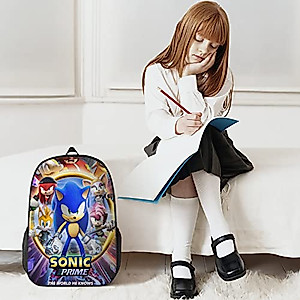 Ervkgm Cartoon Backpack School Bag Bookbag Cute 17 Inch with Lunch Bag Tote and Pencil Case Box Pouch Set for Boys Girls