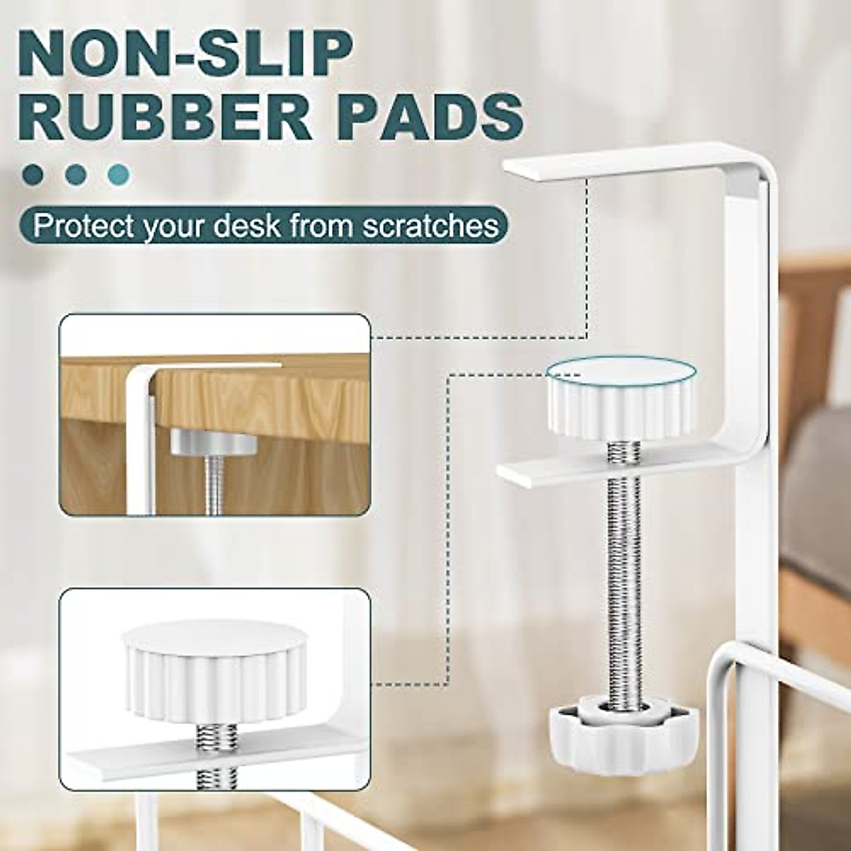 Under Desk Cable Management Tray, 15.7'' White No Drill Steel Desk Cable Organizers, Wire Management Tray Cable Management Rack, Desk Cable Tray with Wire Organizer and Desk Cord Organizer