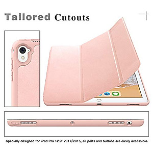 MoKo Case Fit iPad Pro 12.9 2017/2015 with Apple Pencil Holder - Slim Lightweight Smart Shell Stand Cover Case with Auto Wake/Sleep Fit Apple iPad Pro 12.9 inch Tablet (1st & 2nd Gen),Rose Gold