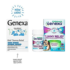 Genexa Kids' Tummy Relief - 30 Antacid Chews - Calcium Carbonate Acid Reducer - Certified Vegan, Gluten Free & Non-GMO