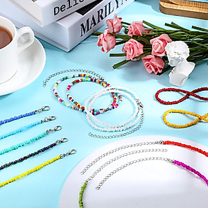 Hicarer 24 Pieces Beaded Choker Boho Seed Bead Necklace Colorful Bead Necklace Bohemian Jewelry for Women