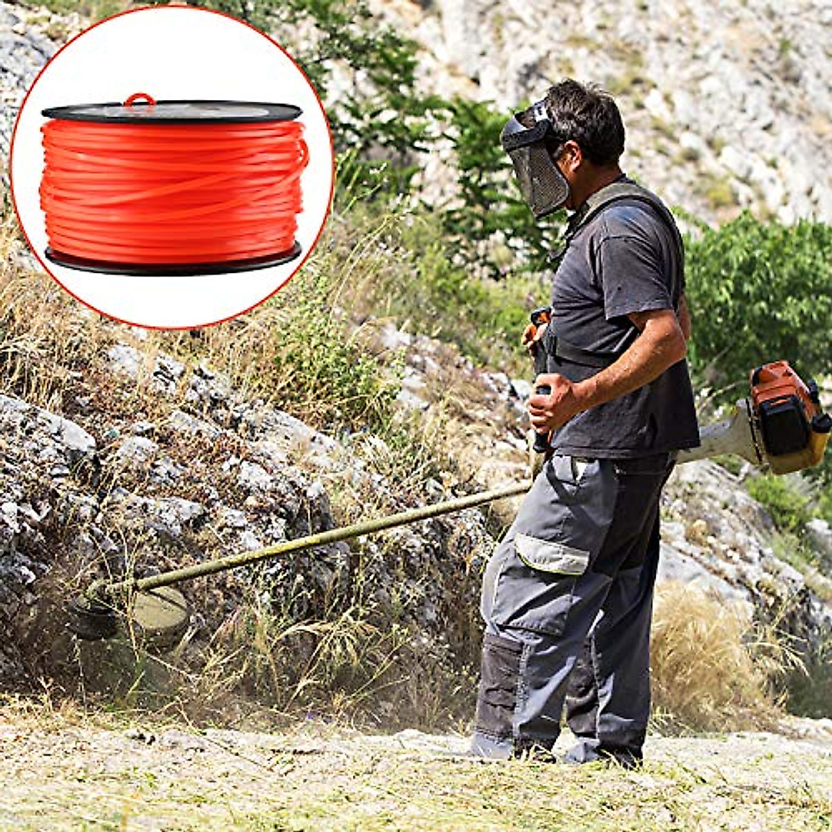 A ANLEOLIFE 3-Pound Commercial Square .155-Inch-by-280-ft String Trimmer Line in Spool,with Bonus Line Cutter, Orange