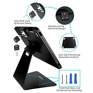 CarrieCathy Desktop Anti-Theft Security Kiosk POS Stand Holder Enclosure for 10.2" 2021 iPad 9th Gen 2020 iPad 8th Gen 2019 iPad 7th Gen, Flip & 360° Swivel Design