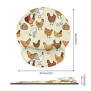 SEPTYK Yellow and White Chicken Pattern Ergonomic Mouse Pad with Wrist Support Rest Gel Non-Slip Rubber Base Mousepad for Computer Laptop Home Office Gaming Pain Relief