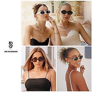 SOJOS Small Retro Oval Polarized Sunglasses for Women Men 90s Vintage Small Face UV400 Protection Tiny Sun Glasses SJ2286 Leopard Brown