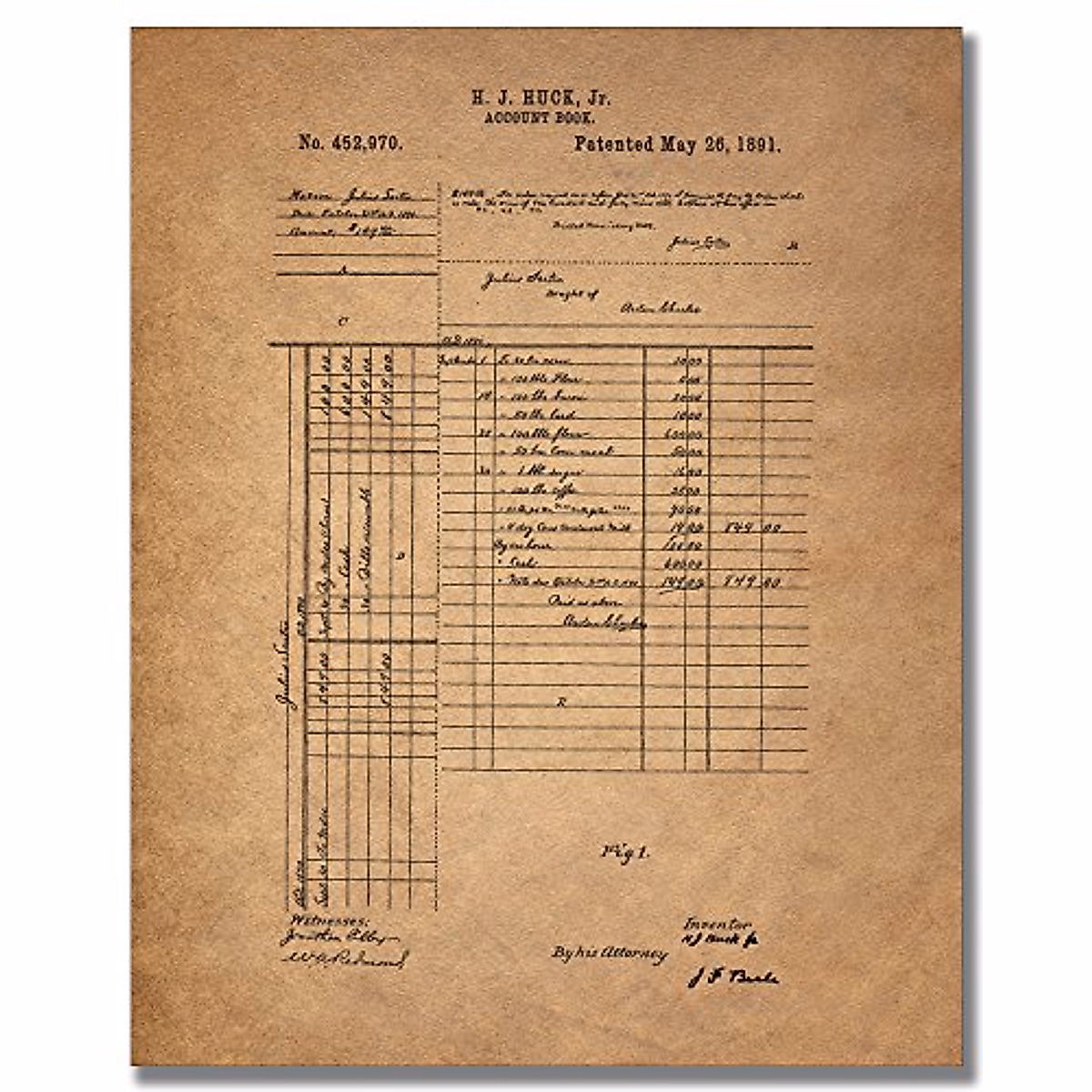 Accountant Patent Print - Set Of 4 Office Decor Photos - Bookkeeper Ledger
