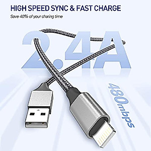 iPhone Charger, 5pack (1/3/3/5/5FT) Lightning Cables [Apple MFi Certified] Nylon Braided USB Cord 5ft Lightning Cable 3ft Compatible with iPhone 13/12/11 Pro Max/XS/XR/X/8/7 Plus/SE