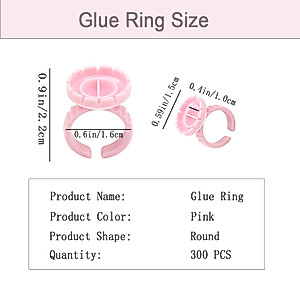 300PCS Glue Rings Lash Rings,Smart Glue Rings for Eyelash Extensions,Disposable Rings Glue Cups for False Eyelash Extension Supplies, Lovely Blooming Lash Eyelash Glue Holder Volume Lashes Fan,Pink