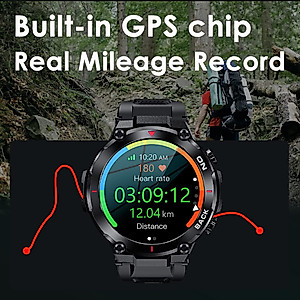 Mens GPS Smart Watches for Android iOS phones Rugged Smart Watch for Outdoor Sports with 480mAh Longer Battery Life Fitness Tracker with Calories/Steps Countor/Heart Rate/Blood Oxygen/Sleep Monitor