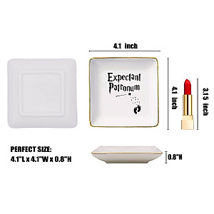 Topthink Expectant Patronum-New Mum Presents-Mom to Be-Have a Baby-Funny Pregnancy Announcement Gift-Baby Reveal Gifts for First Time Mother-Ceramic Jewelry Holder Ring Dish Trinket Tray