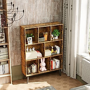 EasyCom Wood Open Shelf Bookcase and Bookshelf- 3 Tier Modern Bookcase with Legs- Display Book Shelves Cube Organizer for Books Home Office Living Room Bedroom Entryway Kitchen