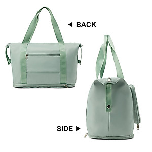 Weekender Bag for Women, Heavy Duty Travel Tote Bag Sports Gym Bag Foldable Carry On Bag Large Overnight Bag with Wet Pocket Hospital Bag for Labor and Delivery - Green