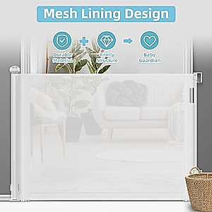 HAOBEIBEI Retractable Baby Gates, Mesh Baby Gate or Dog Gate Extends to 55" Wide 33" Tall, Mesh Child Safety Baby Gates, Dog Pet Retractable Gates for Stairs, Doorways, Hallways, Indoor, Outdoor