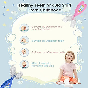 Kdgtebo 2 PCS U Shaped Toothbrush,Kids Toothbrushes,Kids U Shaped Toothbrush,U Shape Kids Manual Toothbrush,360 Kids U-Shaped Toothbrush,Soft Silicone Brush Head,Design for Toddler Toothbrush Age 2-6