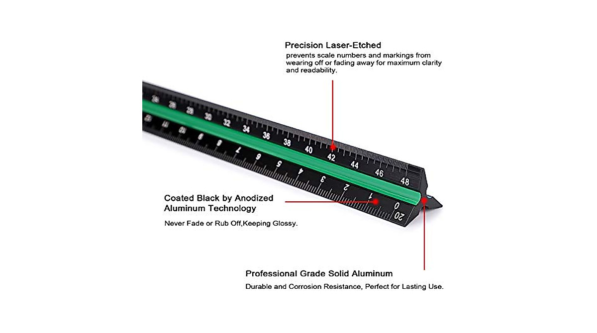 OwnMy 3 Pack Aluminum Scale Ruler Set for Architects