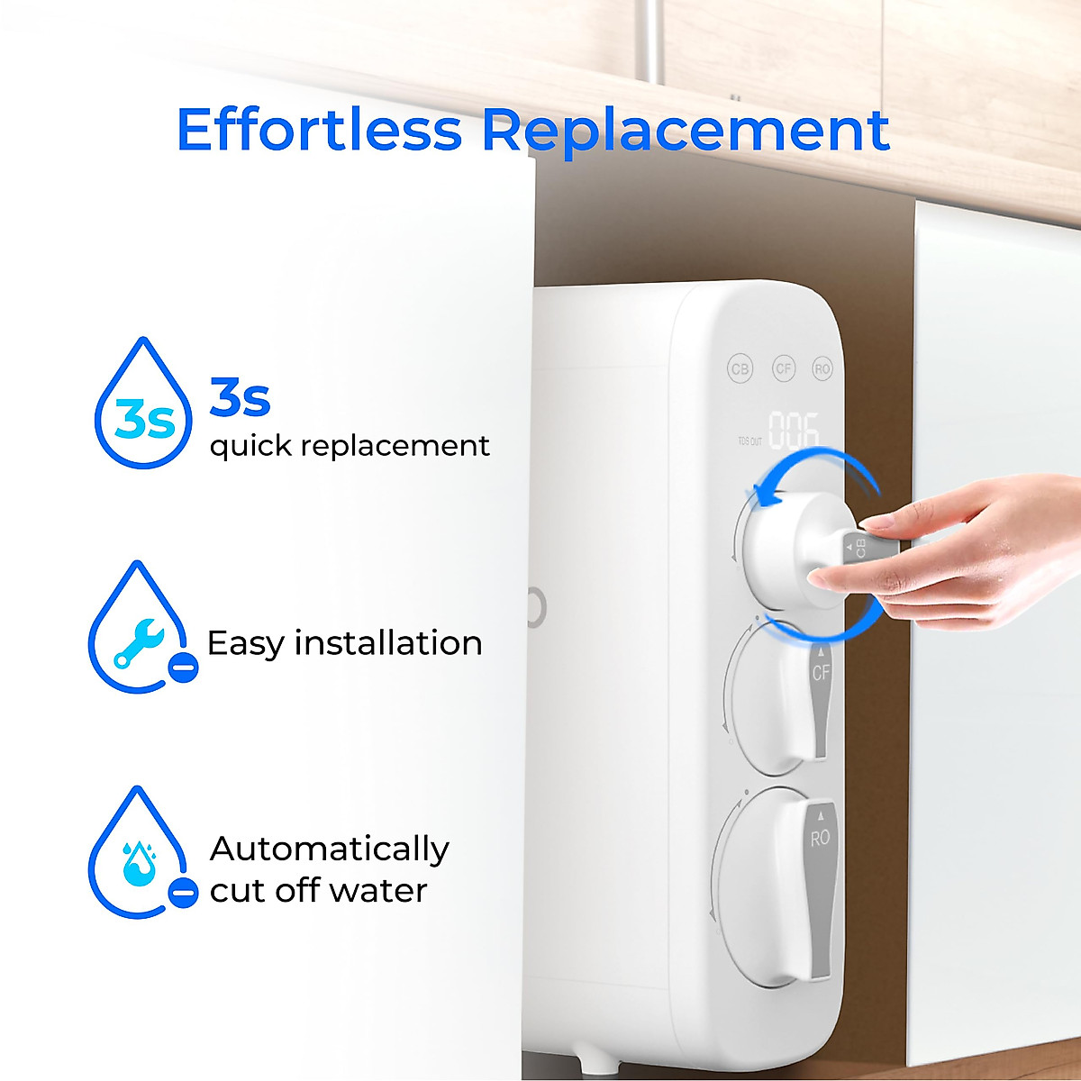 Waterdrop G3 Replacement Filter, Replacement for 𝐖𝐃-𝐆𝟑-𝐖 𝟒𝟎𝟎𝐆𝐏𝐃 Reverse Osmosis System, Pack of 1 WD-G3-CF Filter, 1 WD-G3-CB Filter, and 1 WD-G3-N2RO Filter